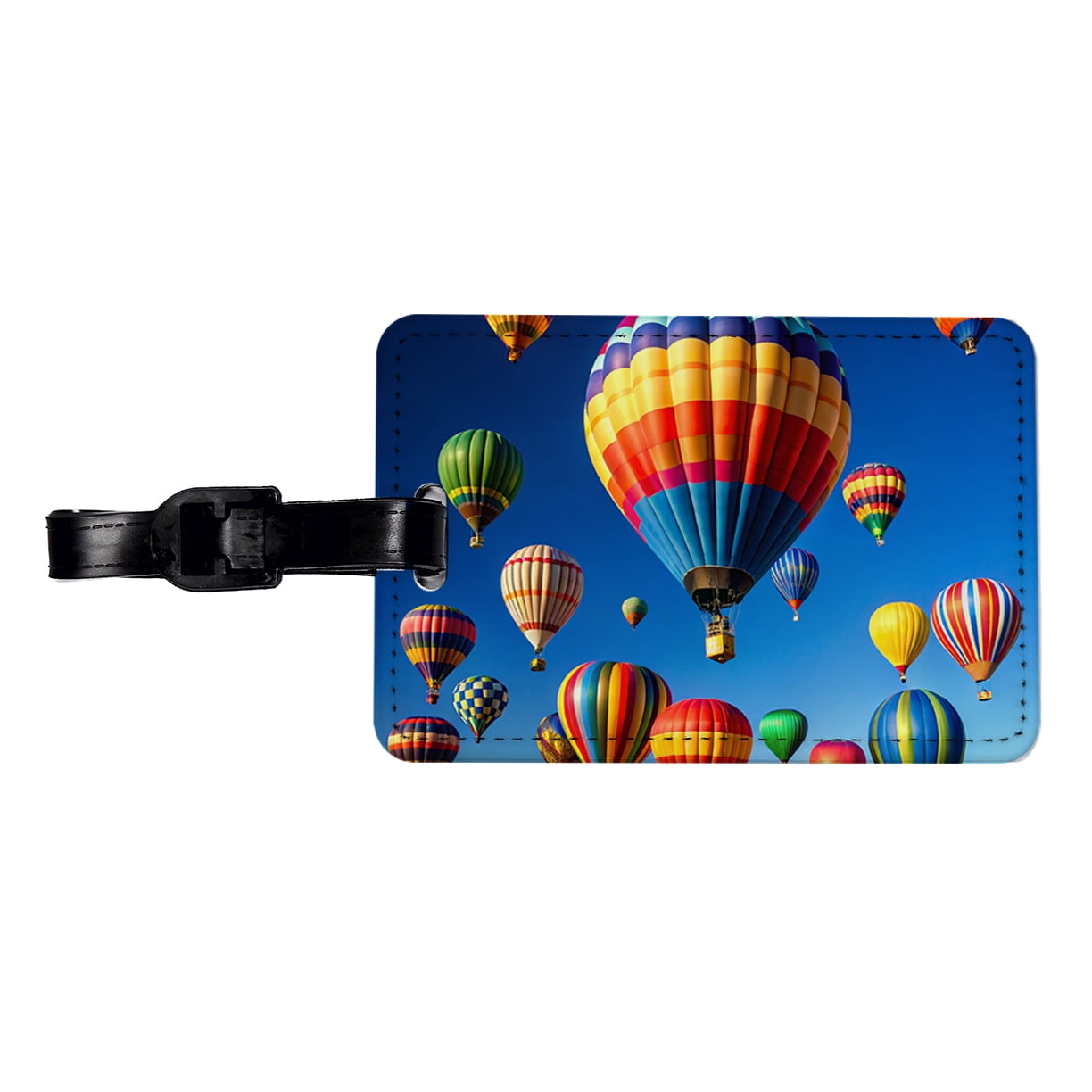 Hot Air Balloons Against a Blue Sky Faux Leather Travel Luggage Tag ...
