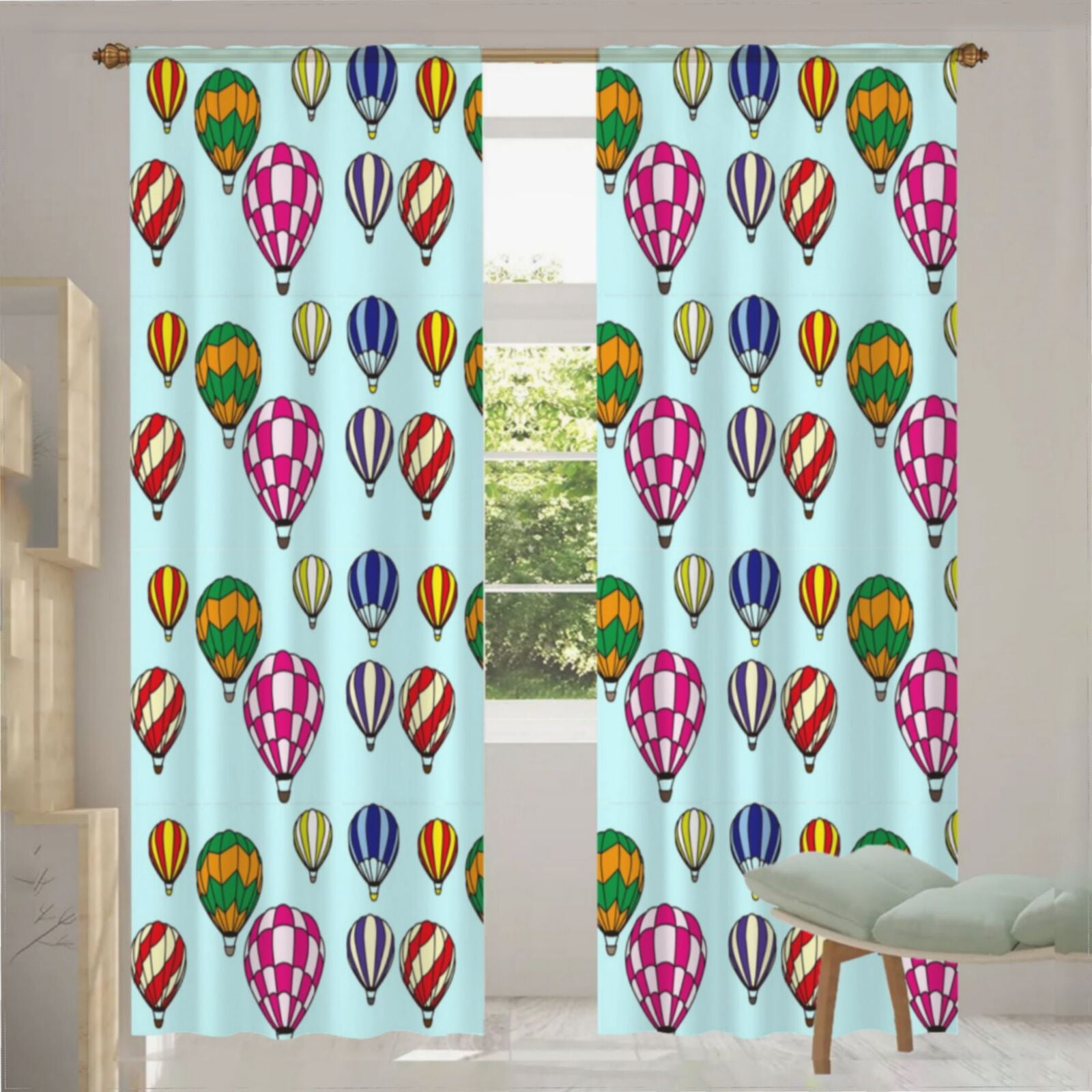 Hot Air Balloons Curtain For Living Room Bedroom Kitchen Window Tulle ...