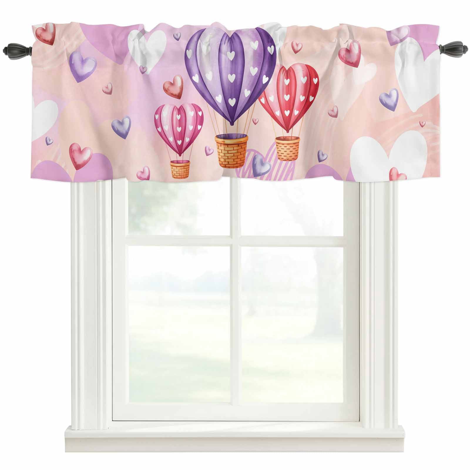 Hot Air Balloons Farmhouse Short Window Curtain Valances, Valentine's ...