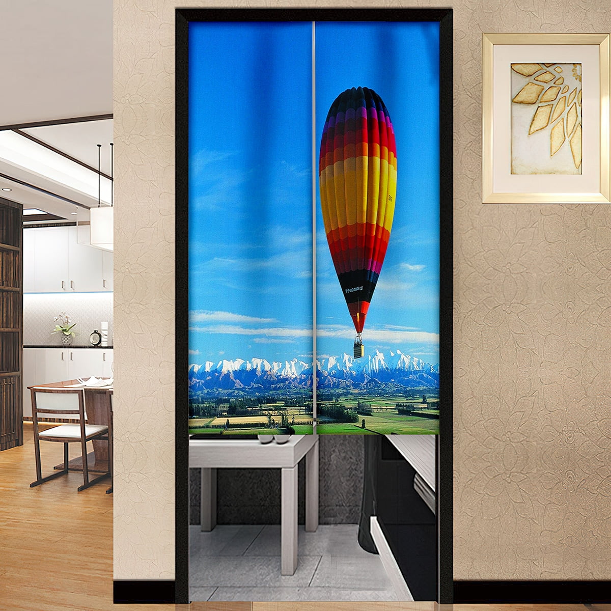 Hot Air Balloons Flying Through Sky Trees Door Curtain Japanese Style ...