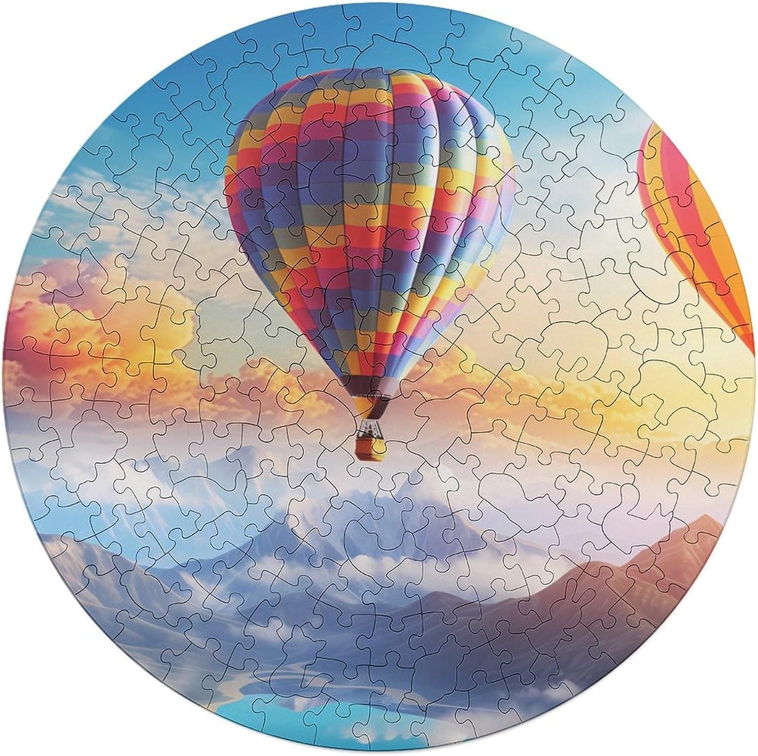 Hot-Air Balloons Over Mountain Rainbow Animal Shaped Jigsaw Puzzles ...
