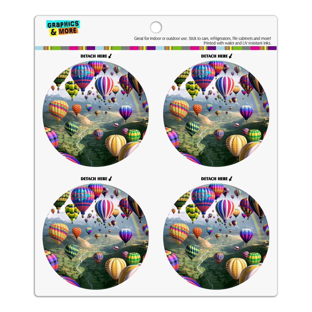 Hot Air Balloons Sky Roads Refrigerator Fridge Locker Vinyl Circle ...