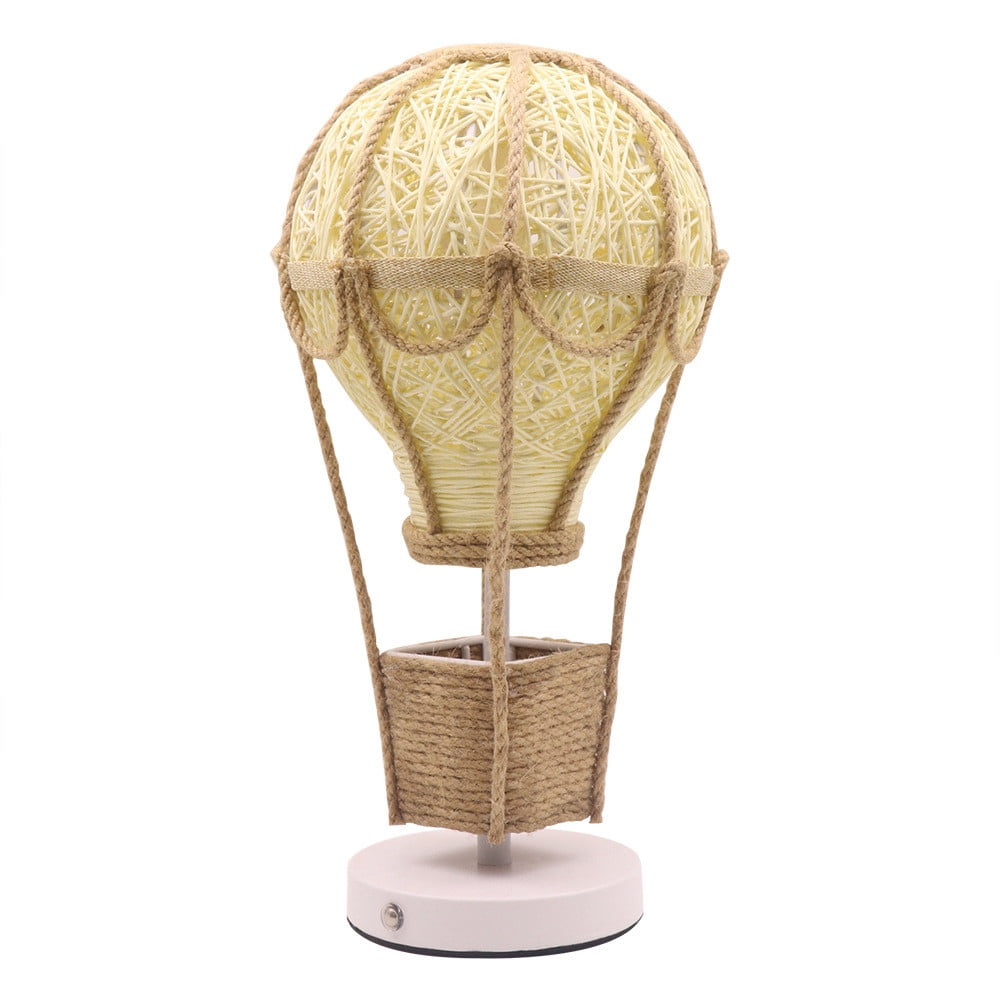 Hot Air Balloons Table Lamp With Woven Rattan Lampshade Cozy LED Night ...