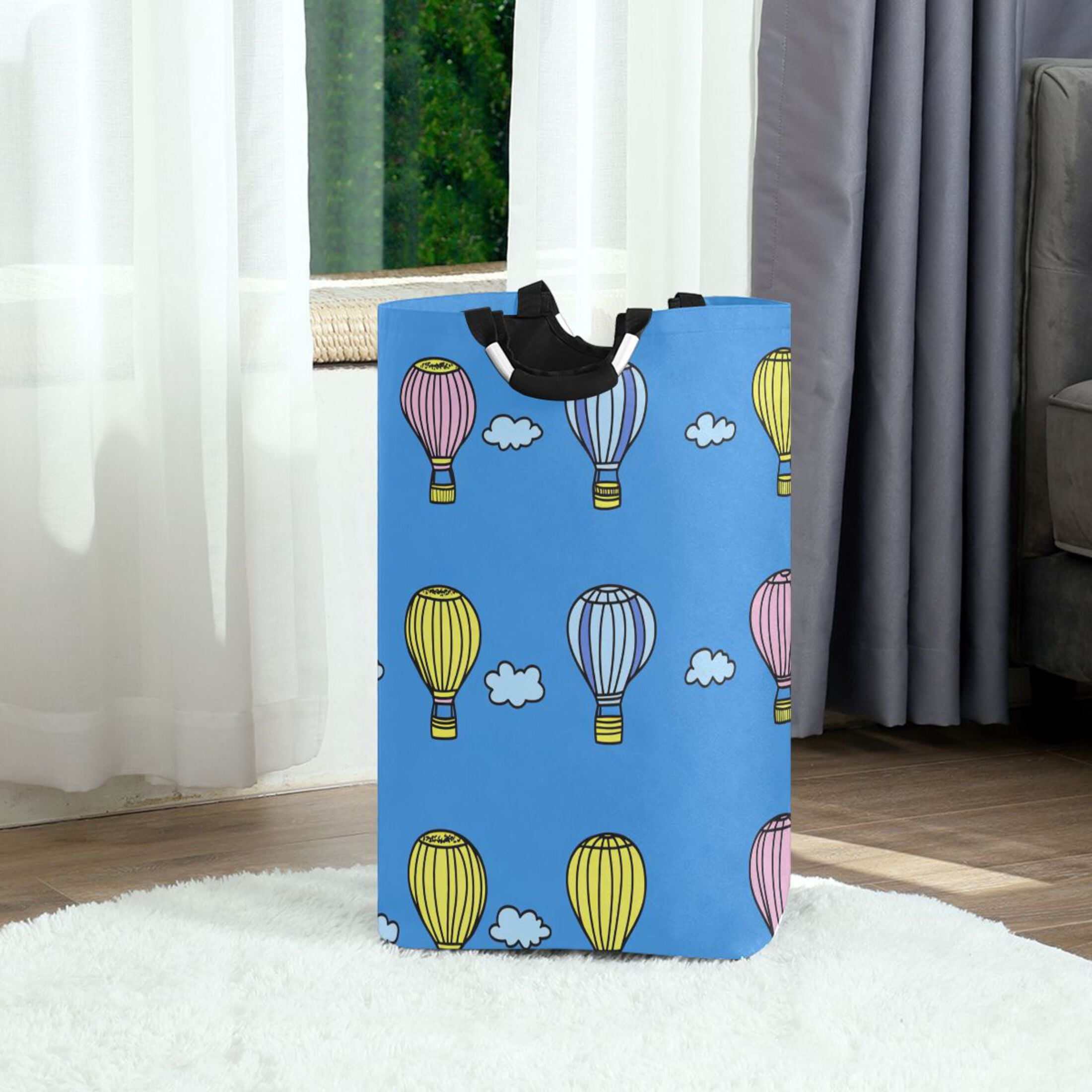 Hot Air Balloons and Clouds Foldable Laundry Hamper 12.6x11x22.7in with ...