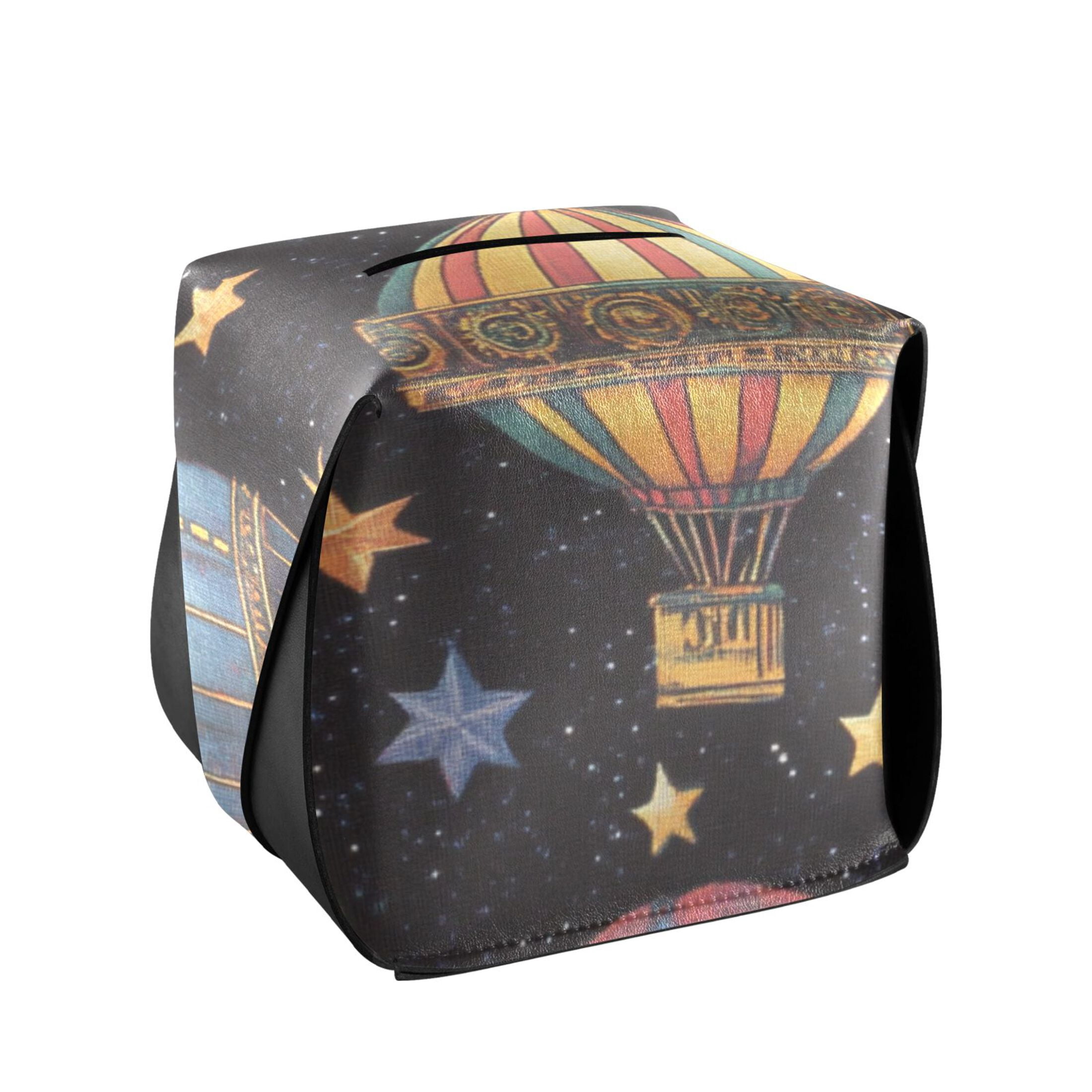 Hot Air Balloons on Dark Tissue Box Cover Leather Square Rectangle ...