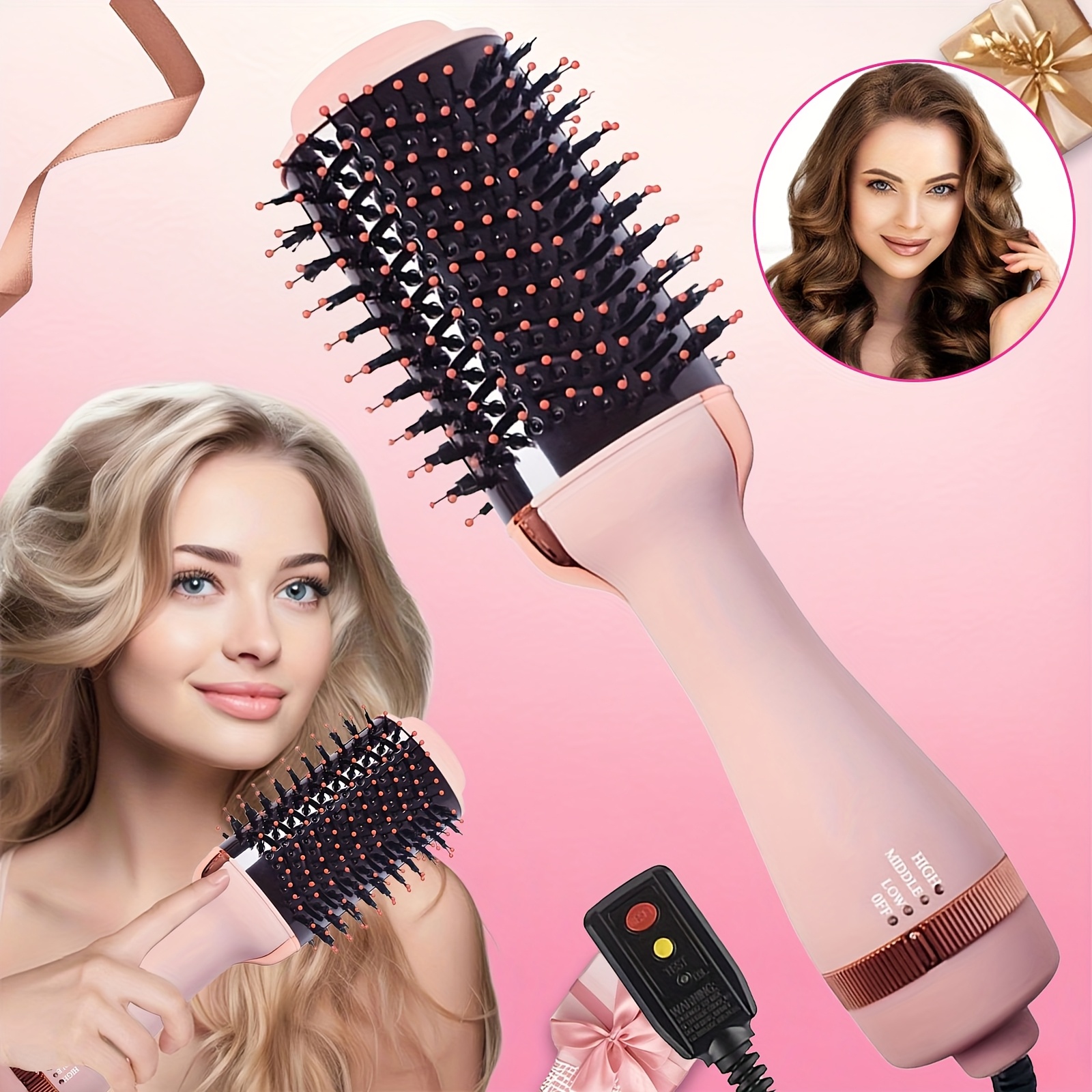 Hot Air Brush Hair Dryer - Hot Air Brush for Styling, Curling and ...