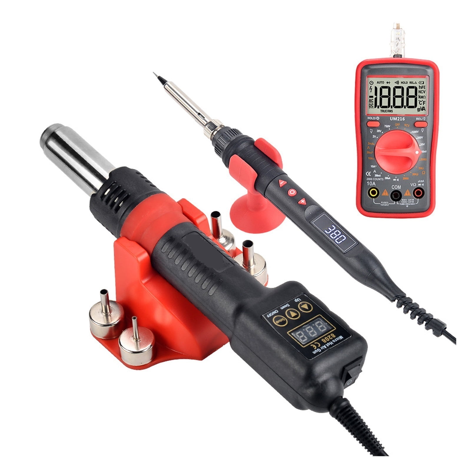 Hot Air Gun,8208 Micro Rework Soldering Station LCD Digital Hair Dryer ...