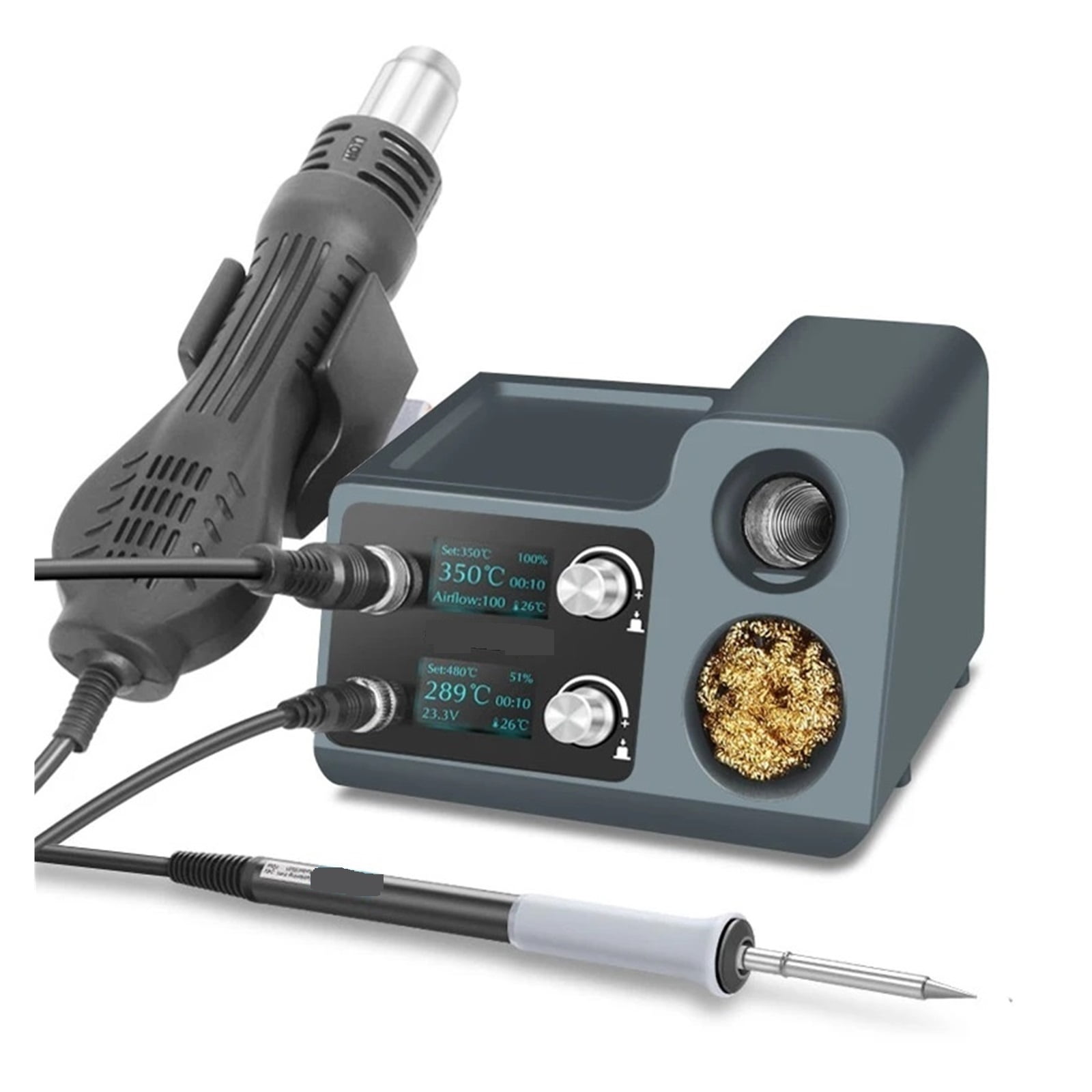 Hot Air Gun T12 Rework Solder Station Handle Electronic Digital OLED ...