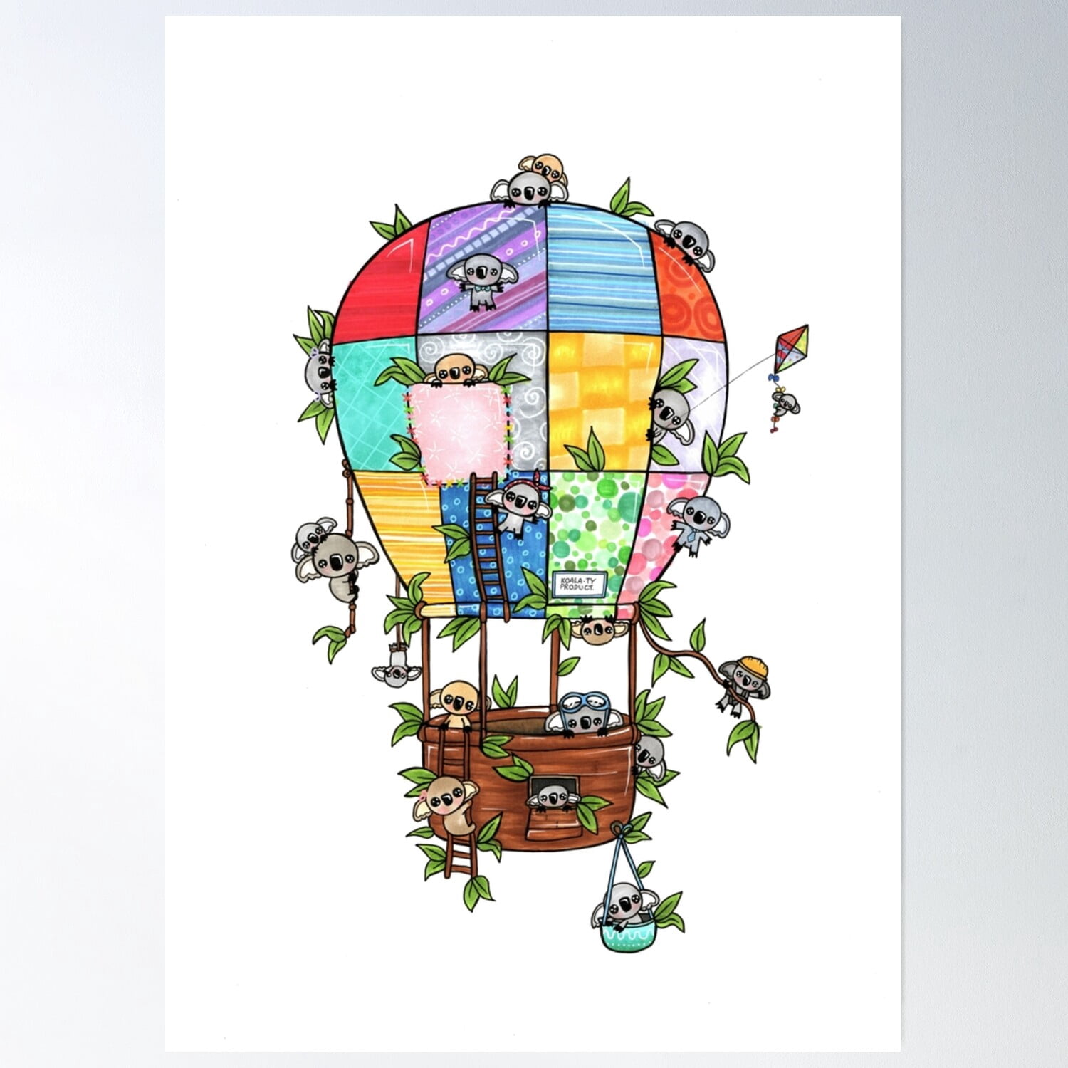 Hot Air Koalas Poster Wall Art, Modern Wall Decor, 8x12 UNFRAMED ...