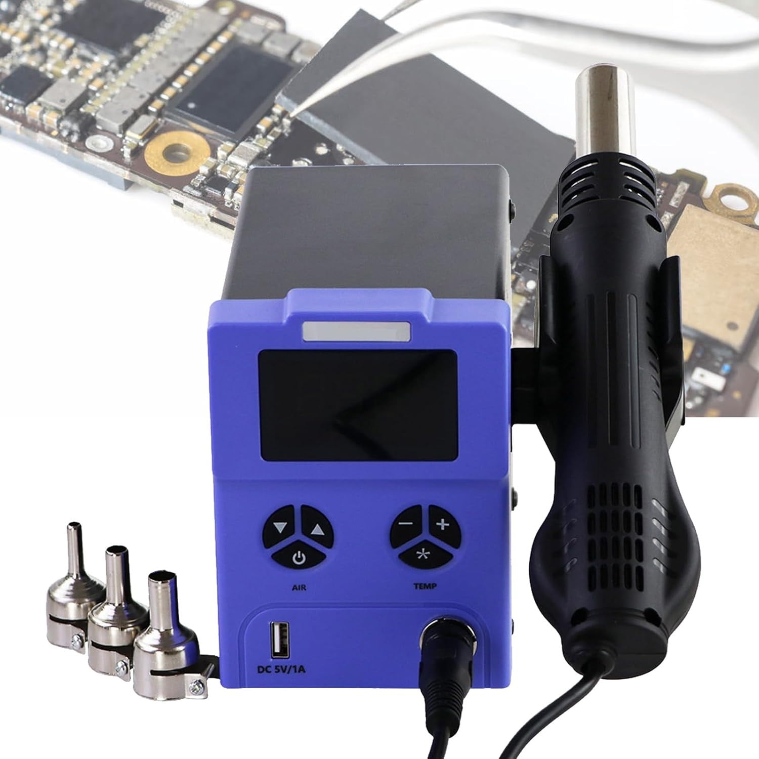 Hot Air Rework Soldering Station Kit, 600W Hot Air Soldering Gun, Hot ...