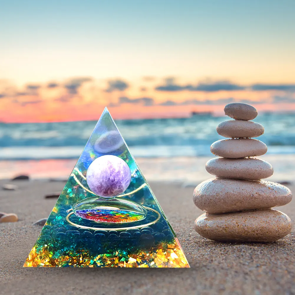 Hot Amethyst Crystal Sphere Orgonite Pyramid Obsidian Chakra Energy ...