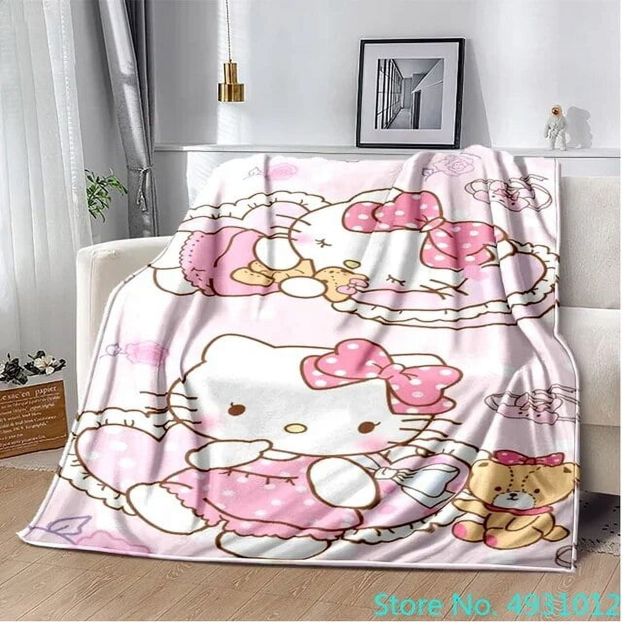 Hot Anime Hello Kitty Pink 3D Blanket Throw for Bed Sofa Fleece Nap ...