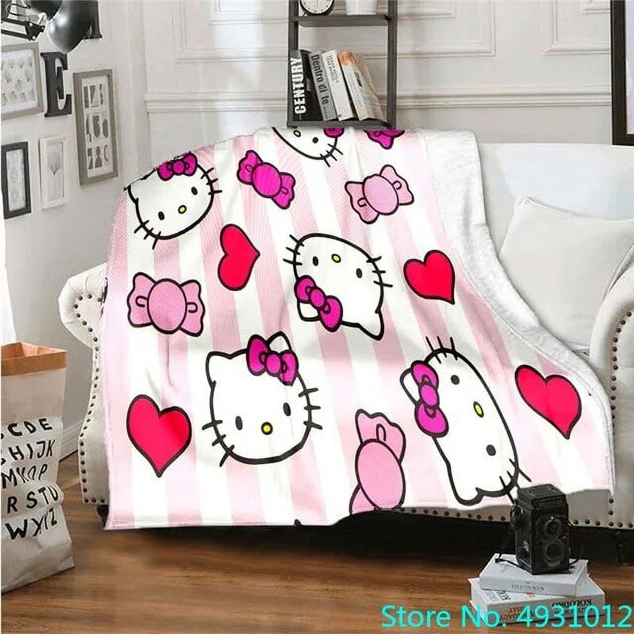 Hot Anime Hello Kitty Pink 3D Blanket Throw for Bed Sofa Fleece Nap ...