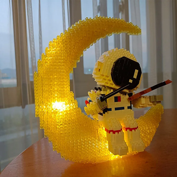 Hot Astronaut City Building Blocks With LED Light Confession balloon ...