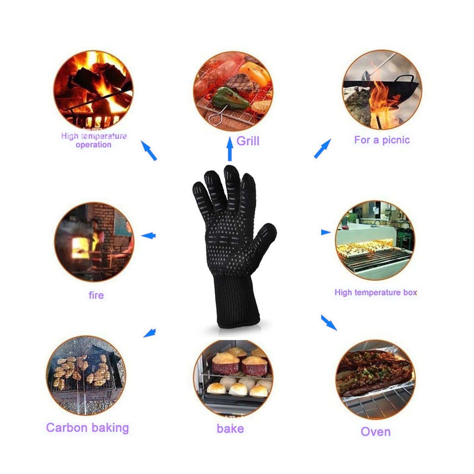 Hot BBQ Grilling Cooking Gloves Extreme Heat Resistant oven Welding Gloves - Walmart.com