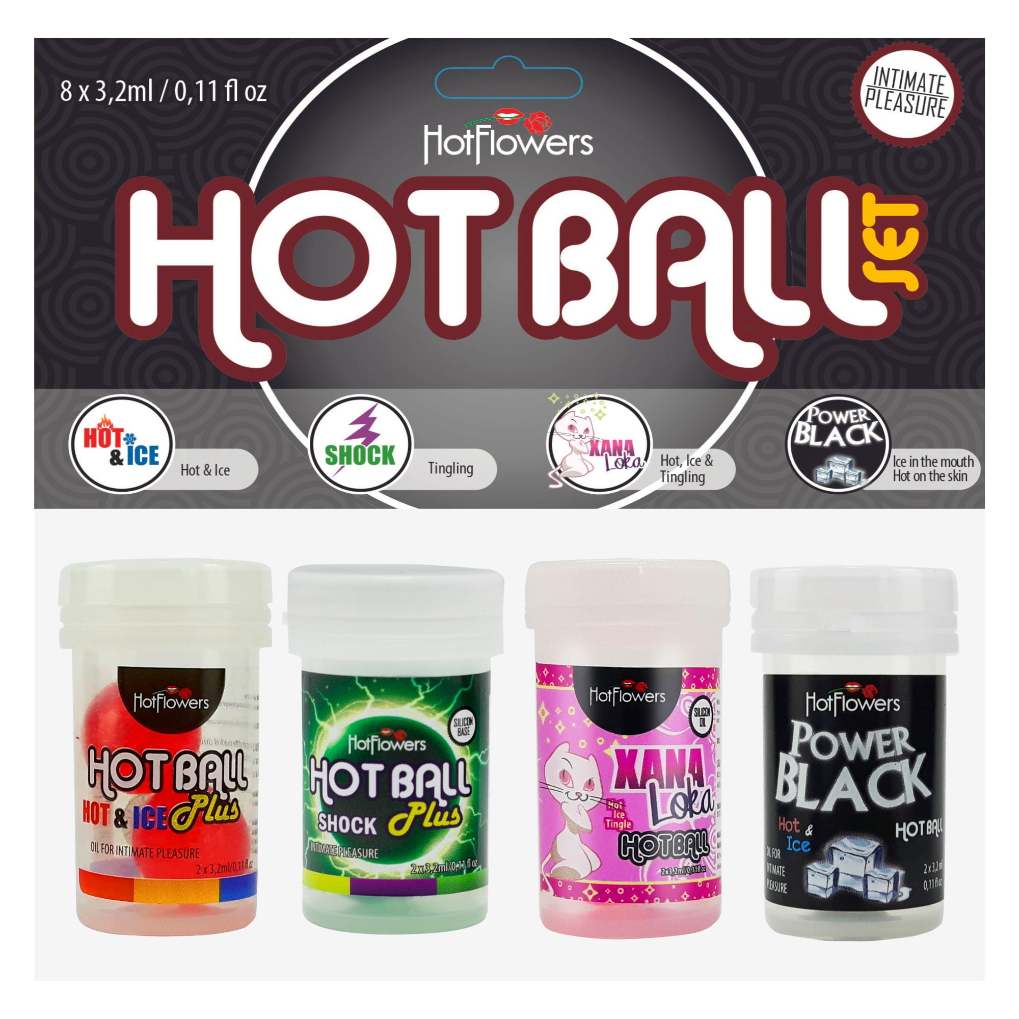 Hot Ball Set - Hot&Ice, Shock, Xana Loka, Power Black - Hot Flowers Gel ...