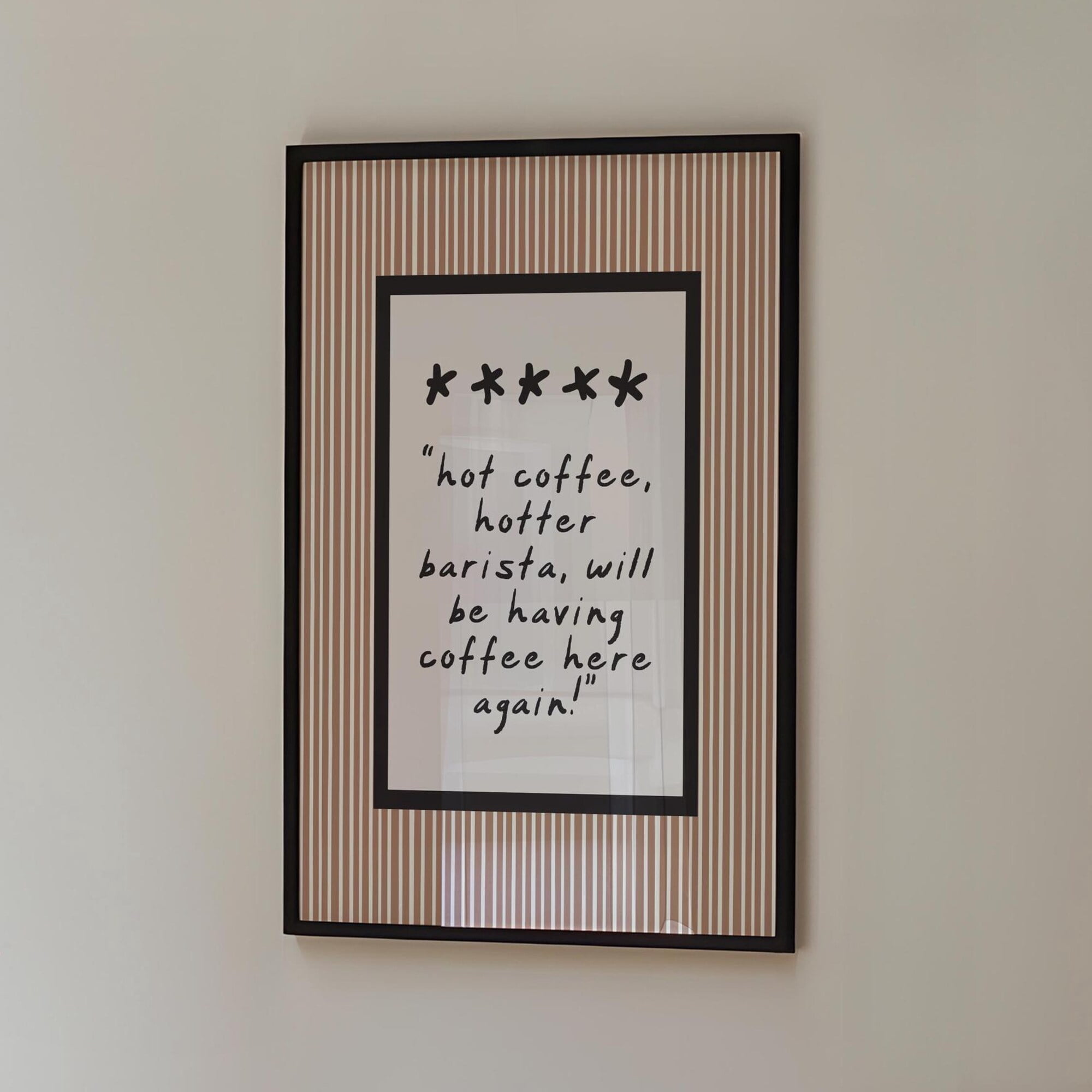 Hot Barista Coffee Bar Art Print Trendy Striped Wall Art Coffee Lover ...