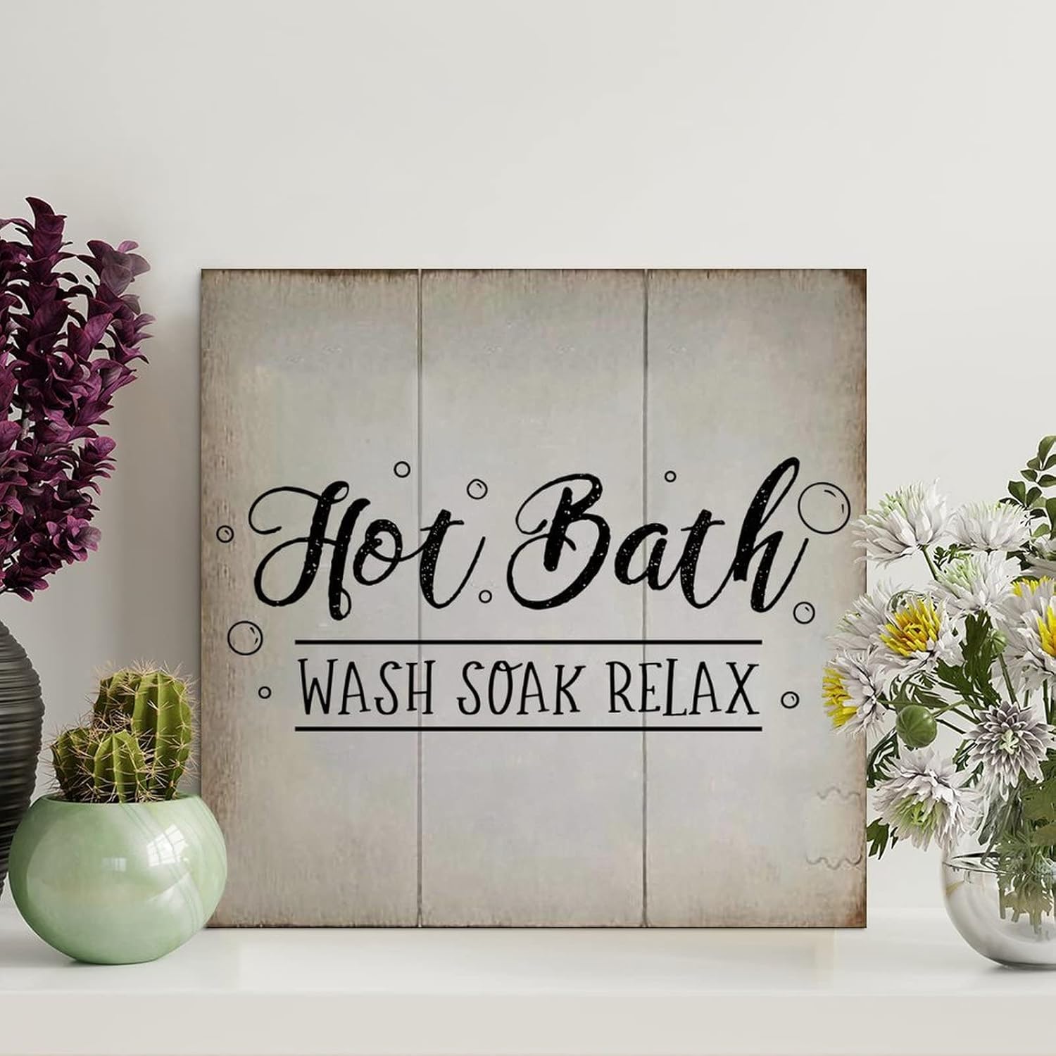 Hot Bath Wash Soak Relax Wood Signs Vintage Wood Plaque Motivational ...