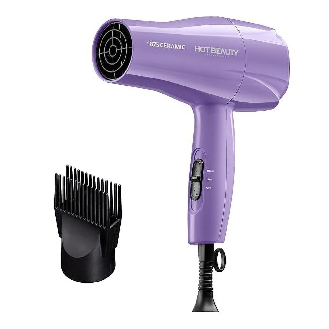 Hot Beauty 1875 Ceramic Hair Dryer, Compact Ionic Blow Dryer, Purple ...
