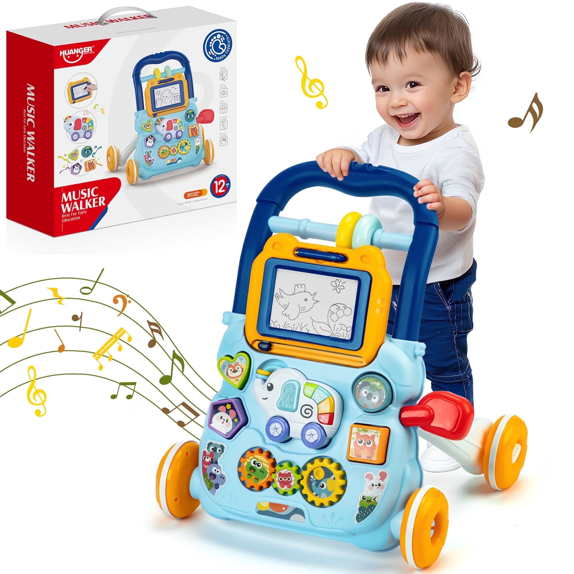 Hot Bee Baby Push Walker Toy, 2-in-1 Sit to Stand Toddler Learning Toy ...
