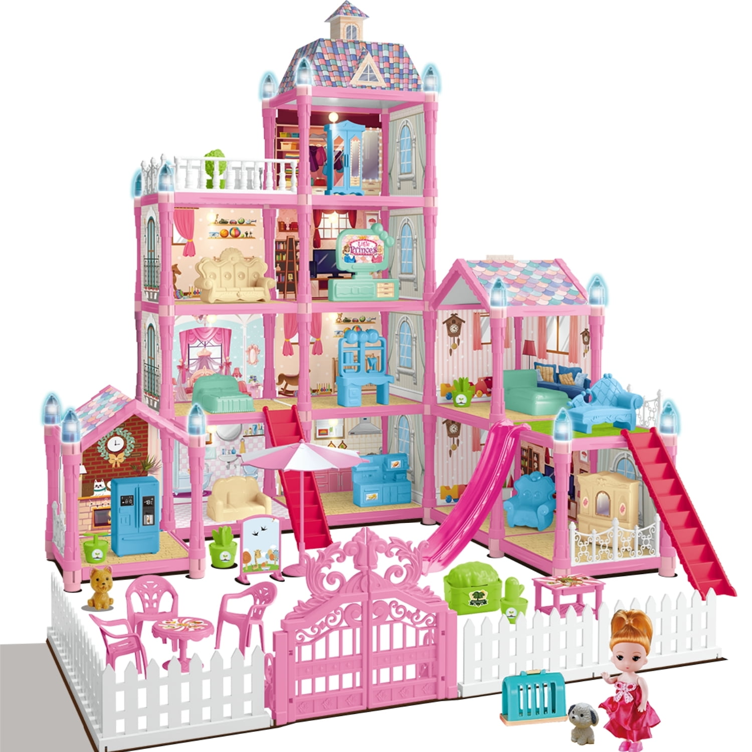 Free Shipping! Hot Bee 275PCS Dollhouse Kit for Girls, Pink Princess ...