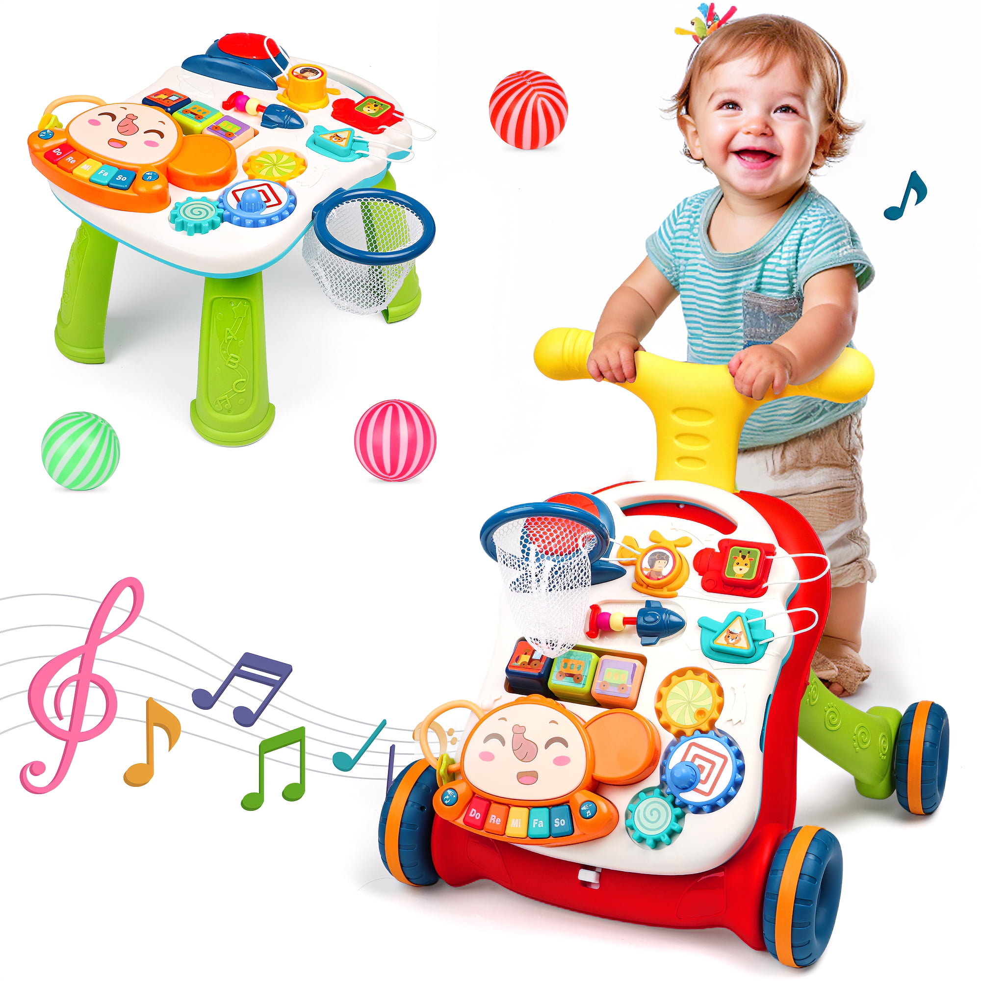 Hot Bee 3-in-1 Baby Walker, Activity Stand & Learning Table for ...