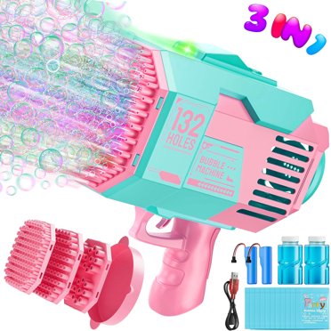 Prextex 5 Pack LED Wind-Up Bubble Blaster for Kids, Indoor/Outdoor, No ...