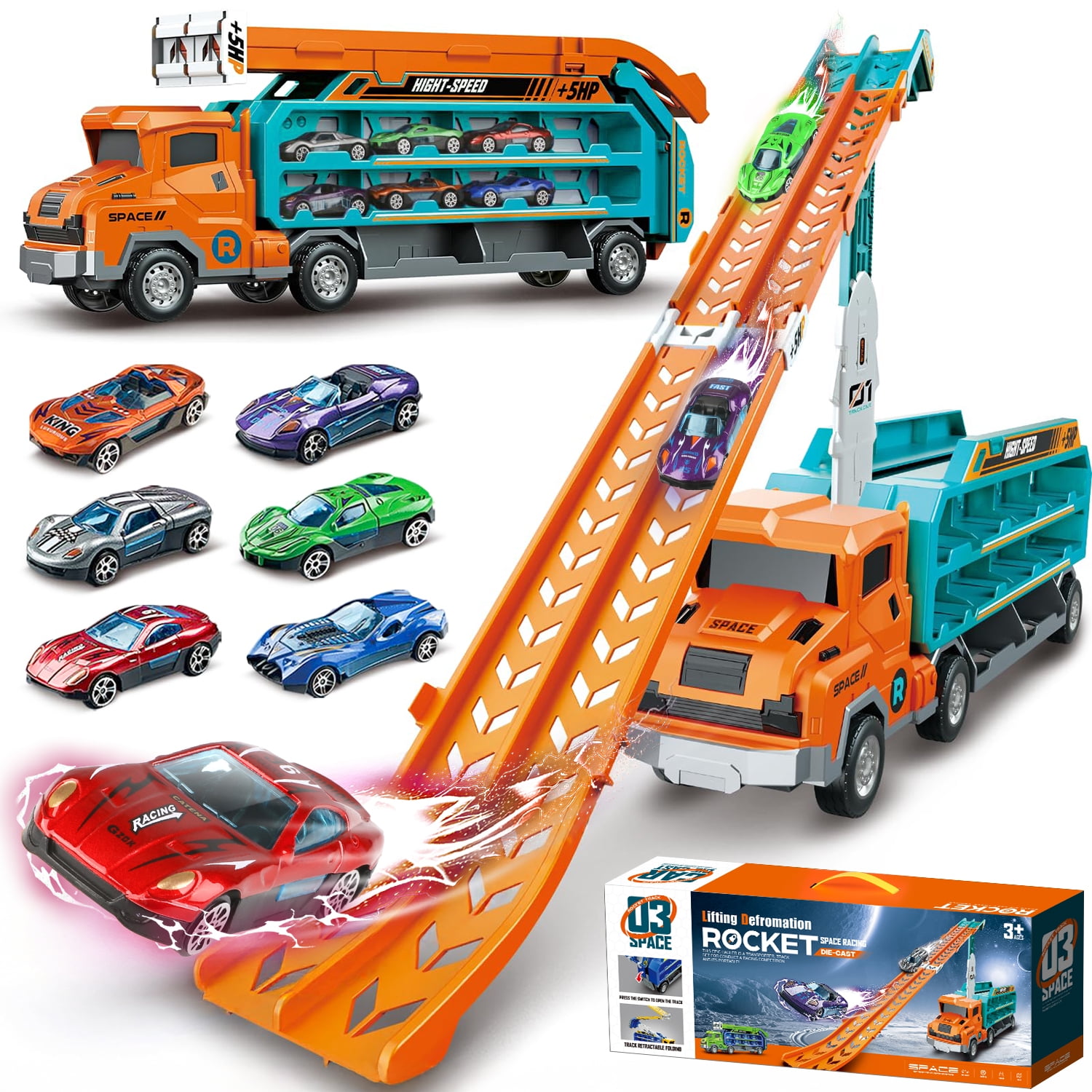 Hot Bee Car Carrier Transport Truck Toys for Kids Age 3-5 4-8, 2.8-Ft ...