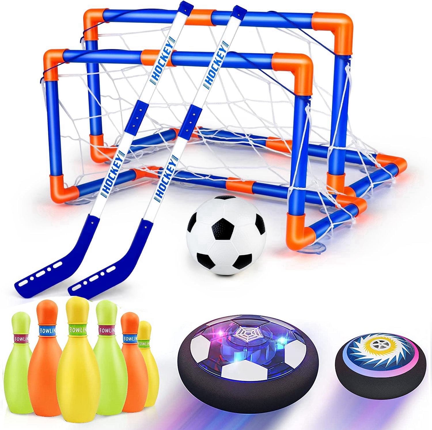 Hot Bee Hover Soccer Hockey Ball Set, 2 in 1 LED Rechargeable Soccer ...