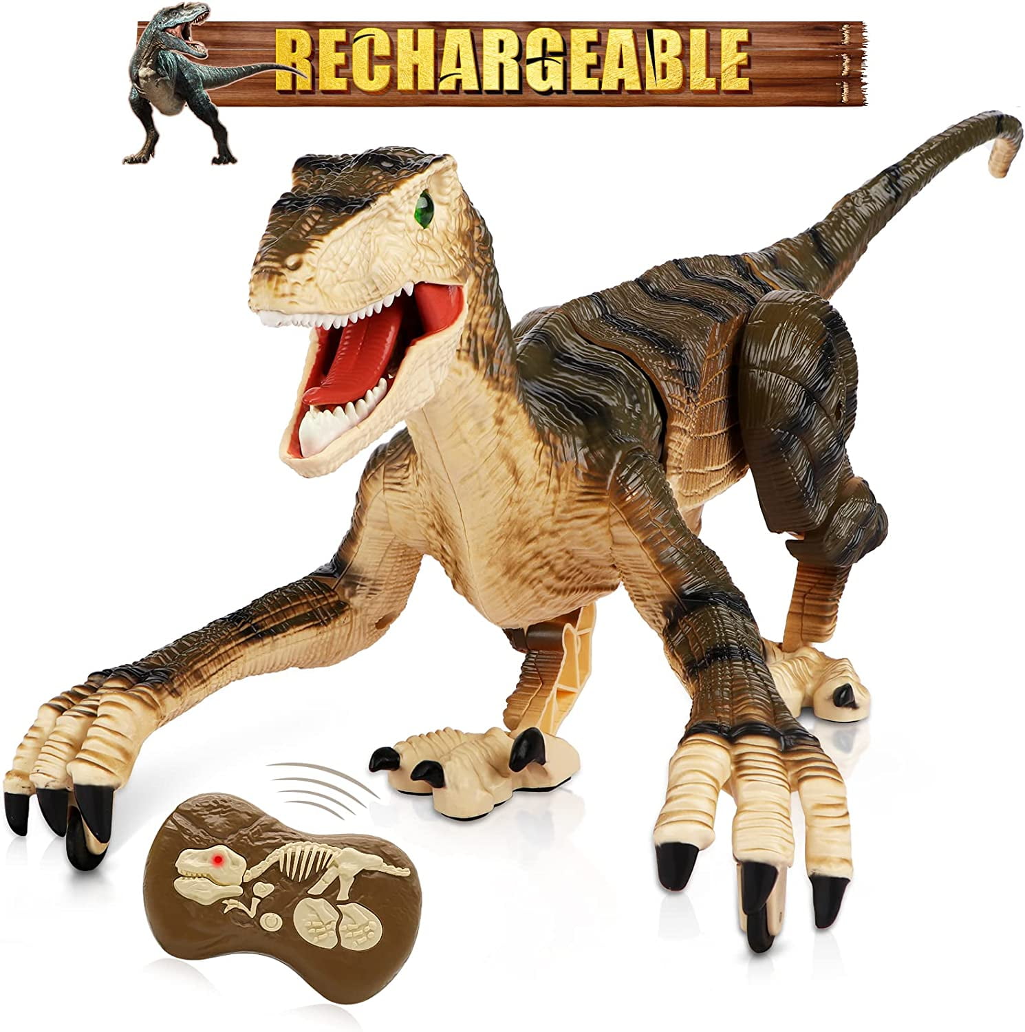 Hot Bee Remote Control Dinosaur Toys for Kid, Robot Dinosaur with Light ...