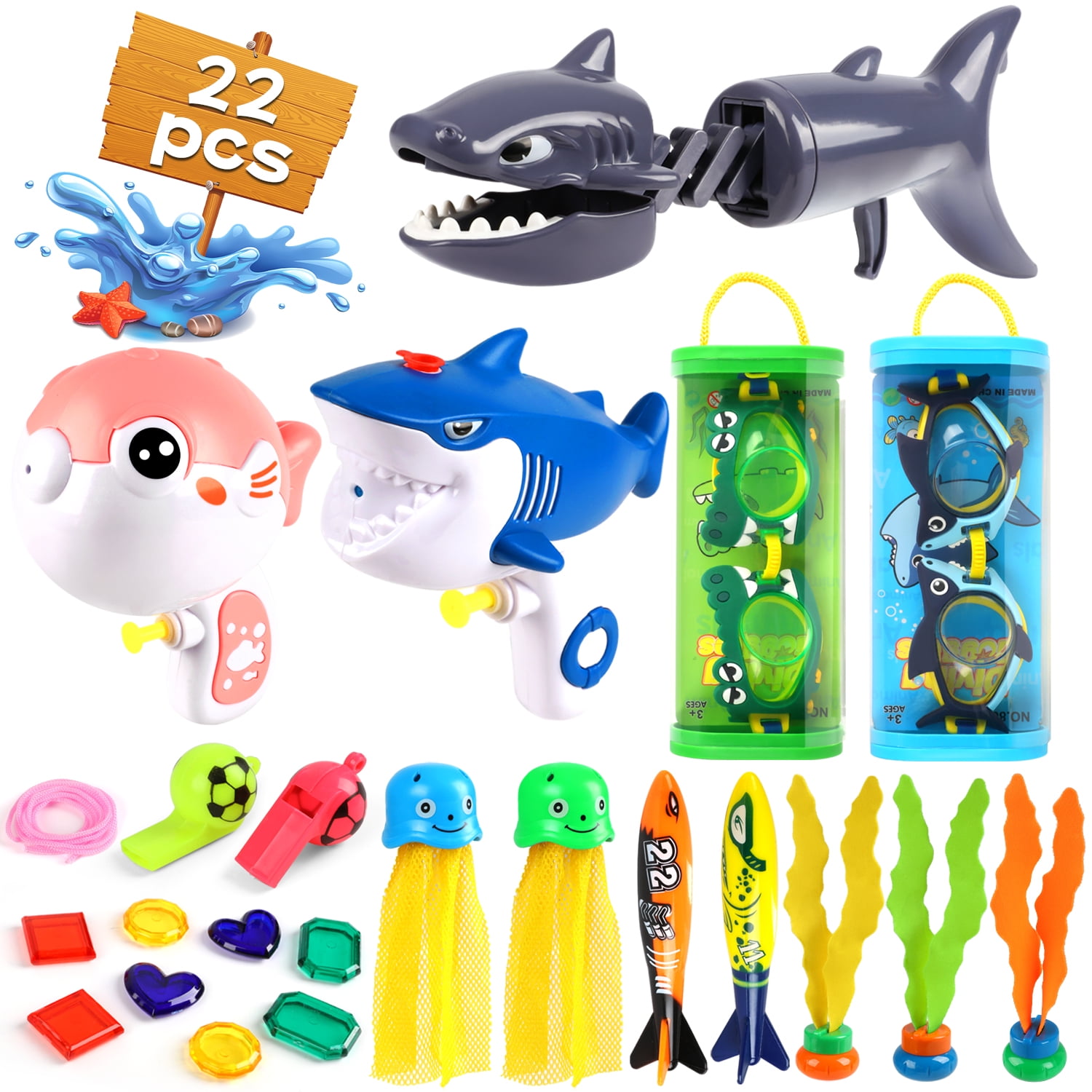 Hot Bee Swimming Pool Dive Toys for Kids, 22Pcs Pool/Beach Party Games ...