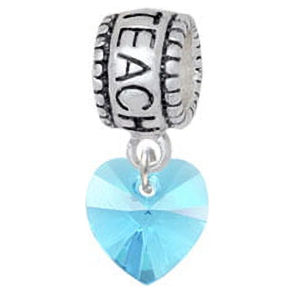 Hot Blue Crystal Heart - Love 2 Teach Charm Bead - Walmart.com
