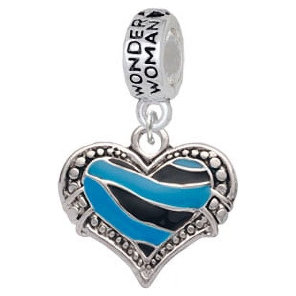 Hot Blue Tiger Print Heart - Wonder Woman Charm Bead - Walmart.com