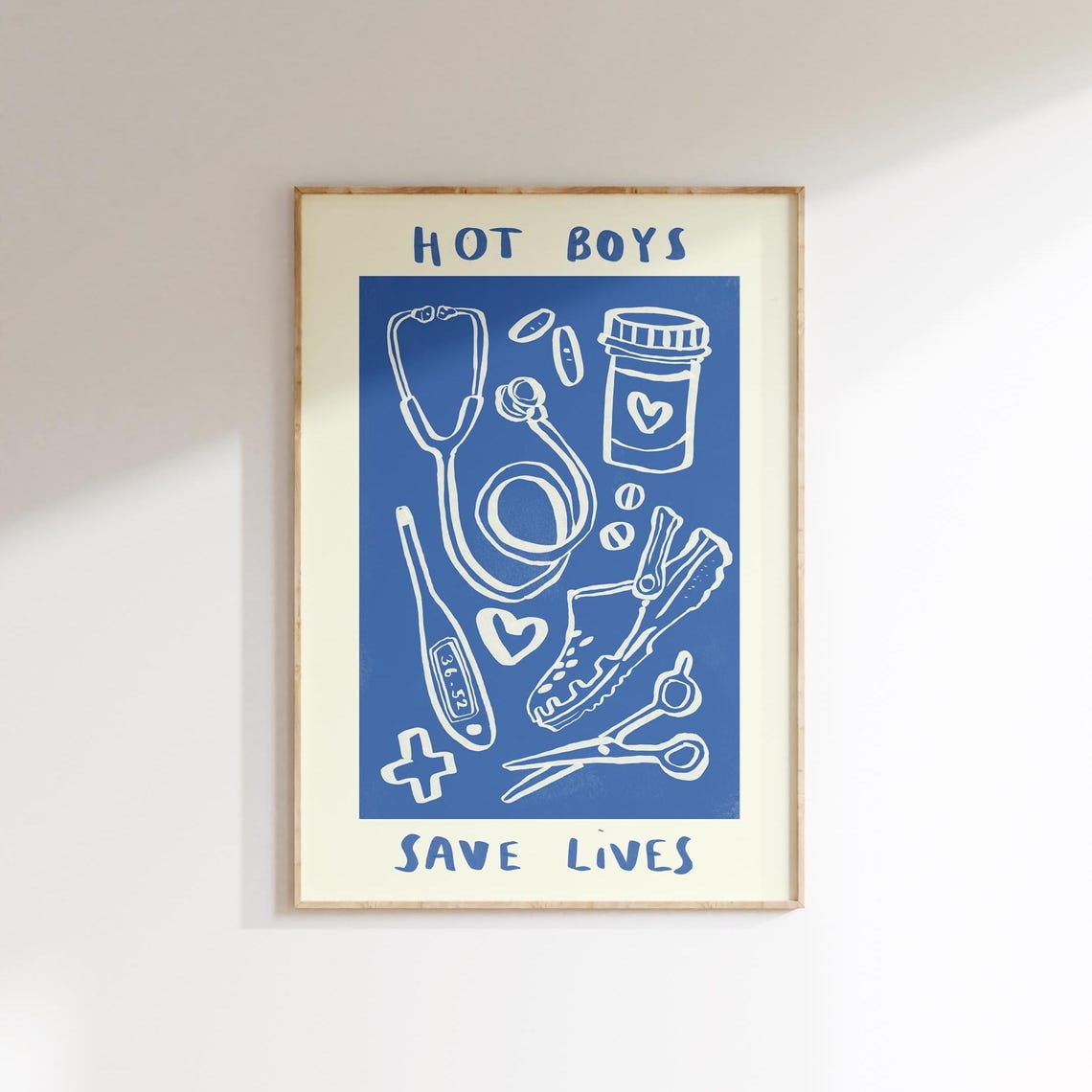 Hot Boys Save Lives Wall Print Healthcare Illustration Nhs Poster Nurse ...