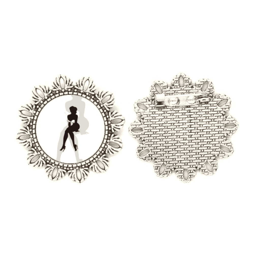 Hot Bra Beautiful Woman Art Deco Fashion Silver Flower Brooch Hook Pin ...