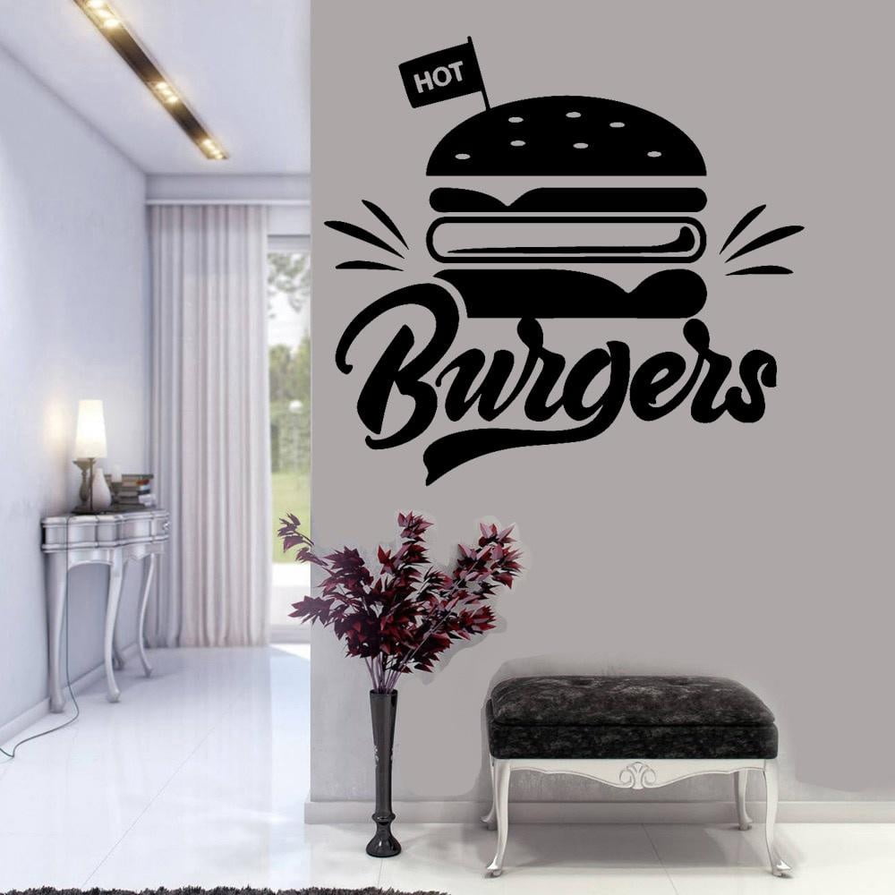 Hot Burger Wall Sticker for Hamburger Store Fast Food Shop Sign Decal ...