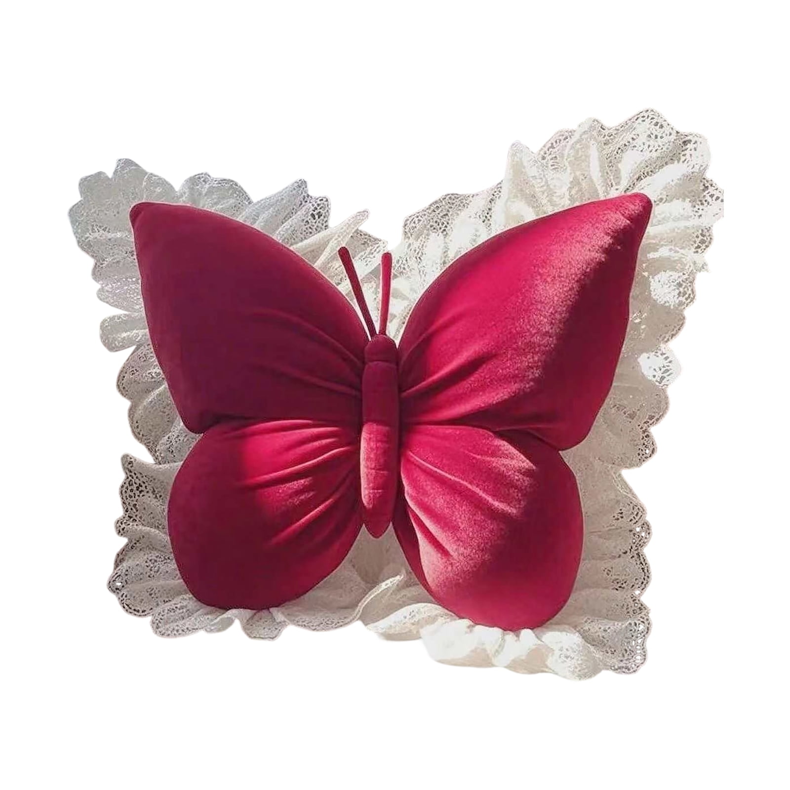 Hot!Butterfly Pillow with Lace Trim Decorative Butterfly Shaped Throw ...