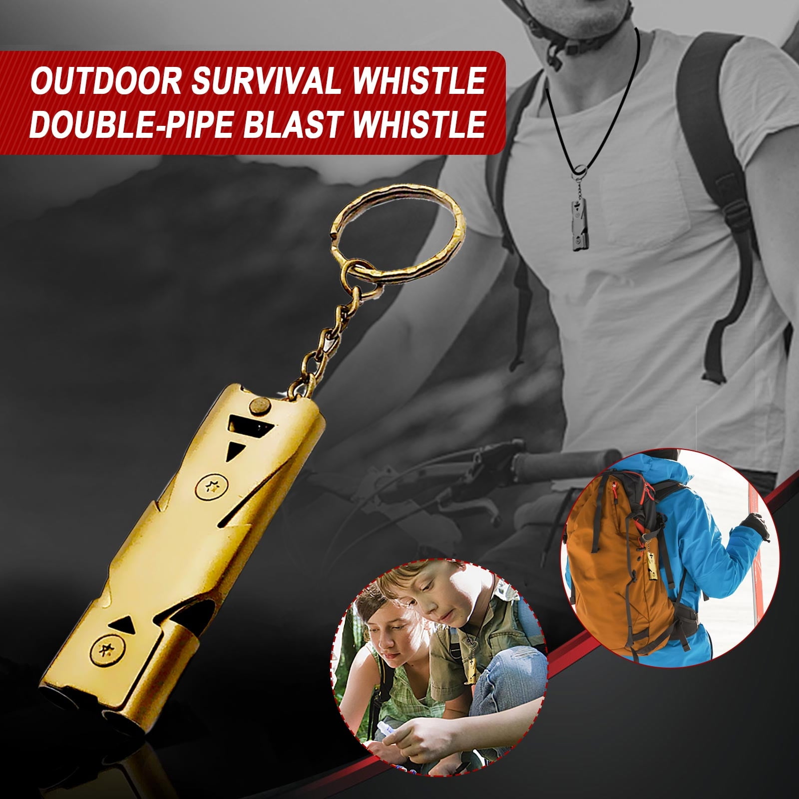 Hot Buy! Stainless Steel Outdoor Survival Whistle, Double Tube High ...