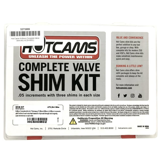 Hot Cams 9.48mm Complete Valve Shim Kit (HCSHIM02) - Walmart.com