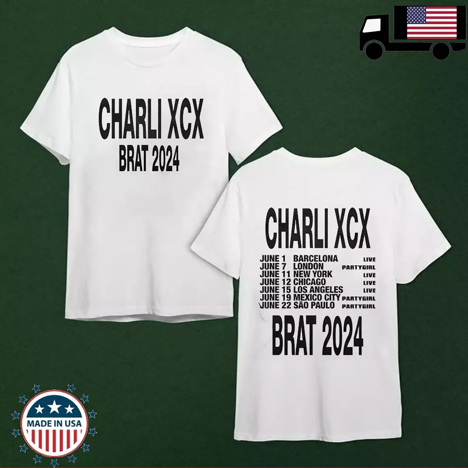 Hot Charli XCX Rapper Brat Tour 2024 Double Sided T Shirt - Walmart.com