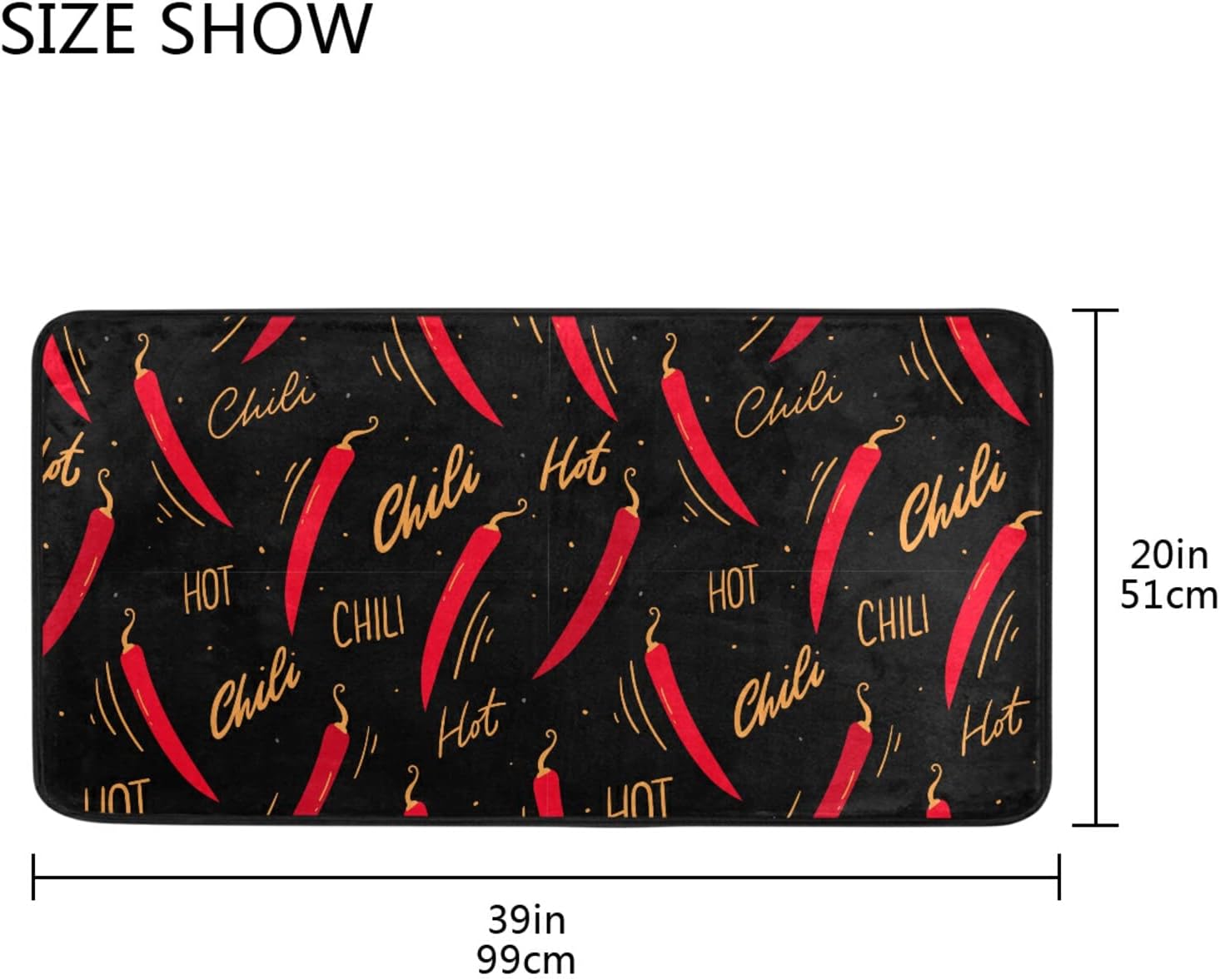 Hot Chili Peppers Kitchen Mats Washable Long Floor Runner Rug Non-Slip ...