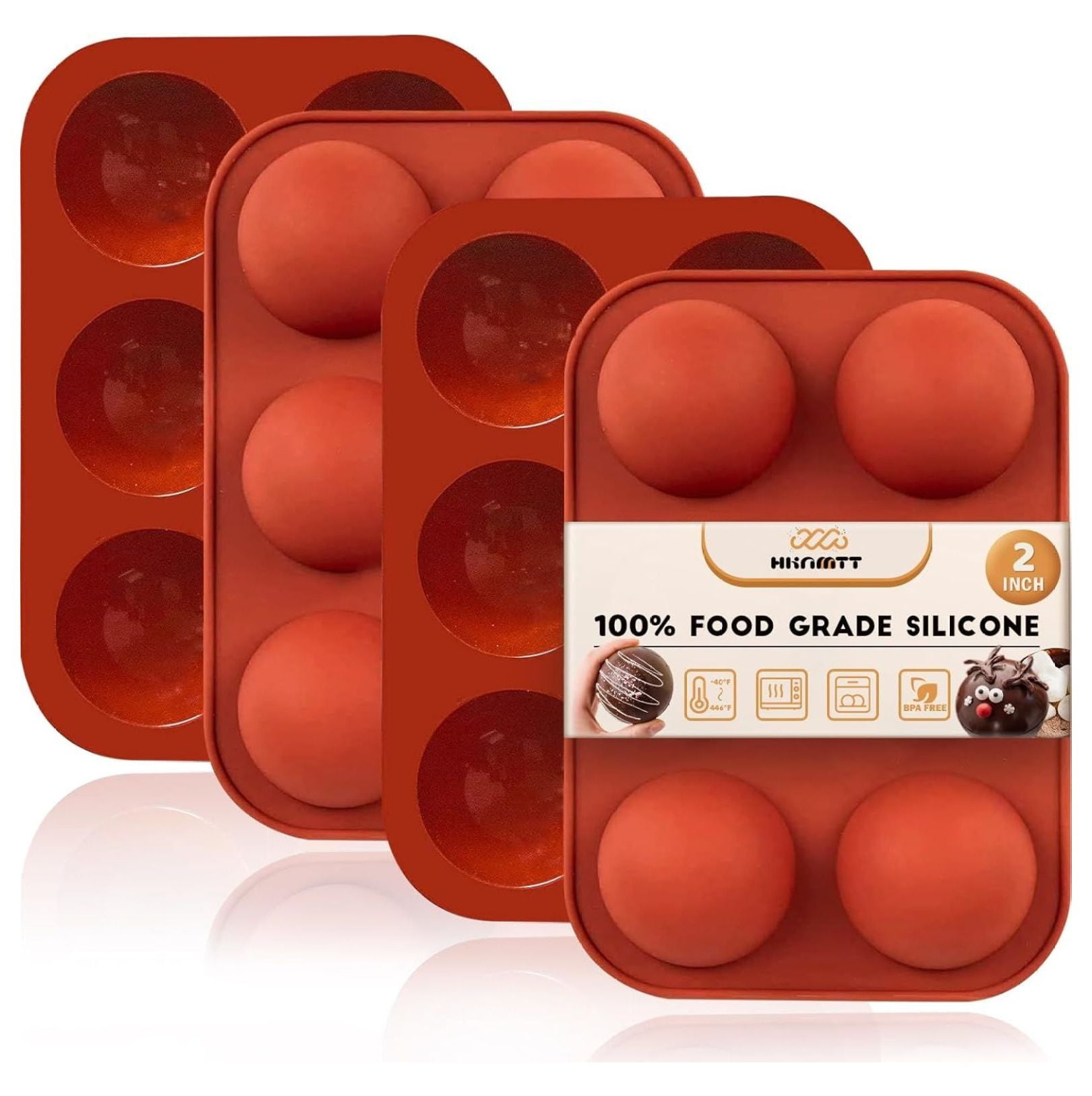 Hot Chocolate Cocoa Bomb Molds Hemisphere Silicone 2 Inch 4 Pack, Semi ...