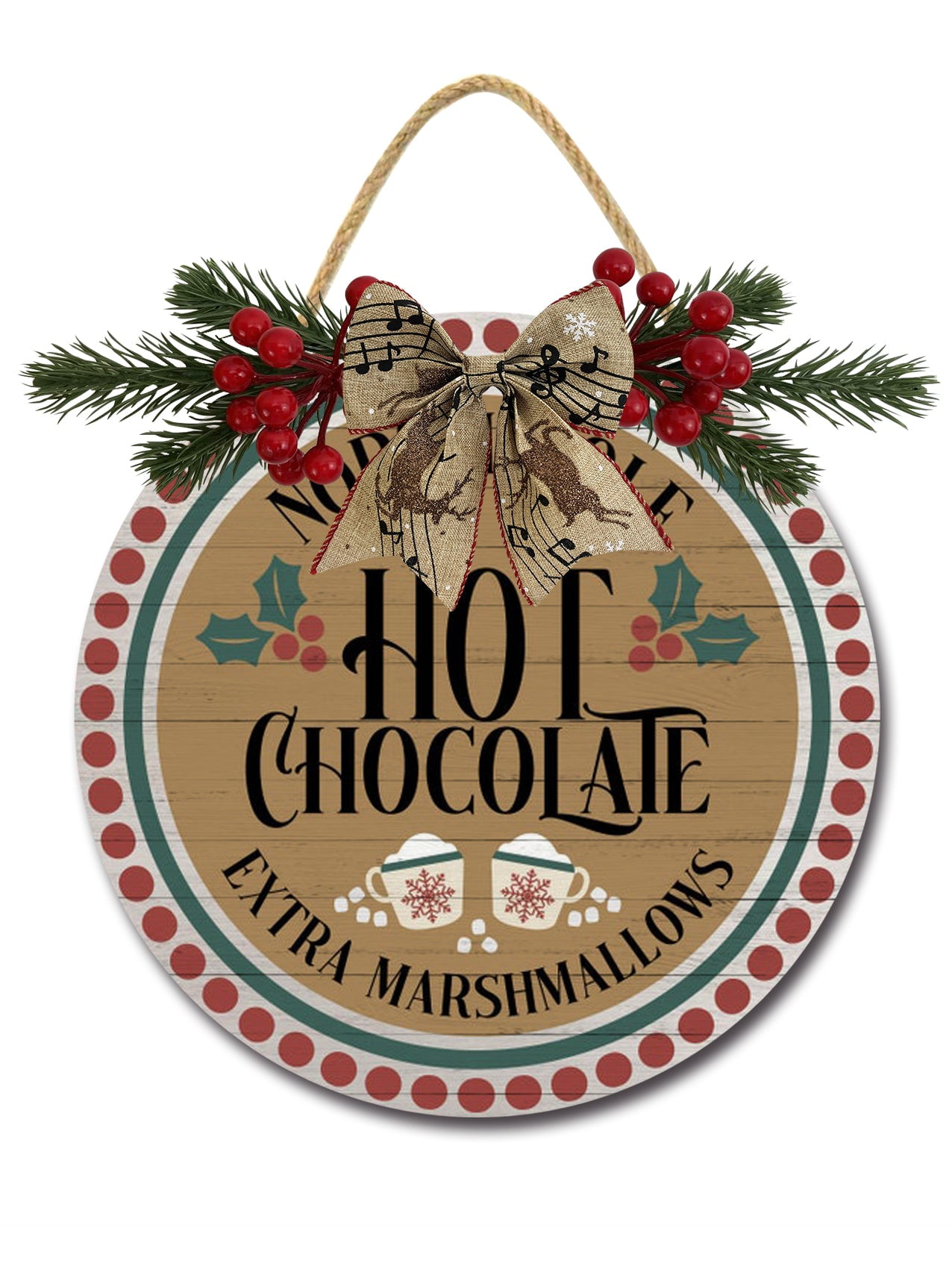 Hot Chocolate Door Hanging Sign 11 inch Wooden Wall Sign, Rustic ...