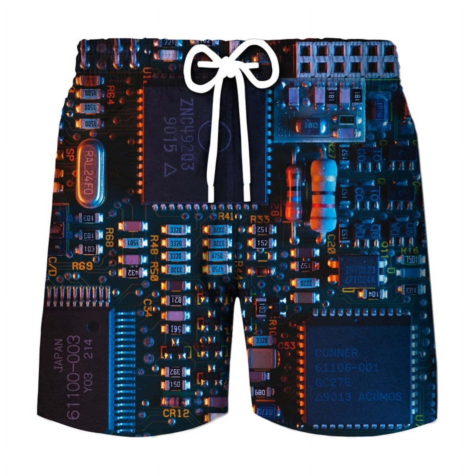 Hot Circuit Board Graphic Shorts Pants Men Summer Hawaii Beach Shorts ...