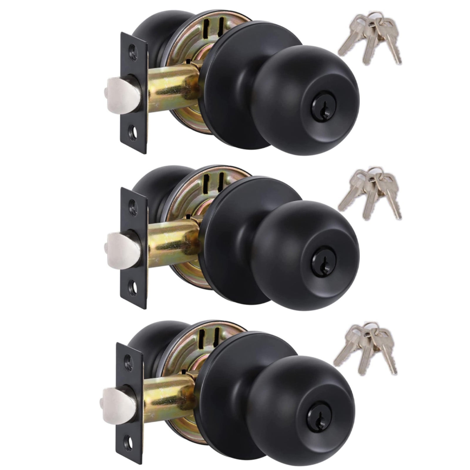 Hot Clearance! Pedty 3 Sets Of Door Locks with Black Door Handles and 9 ...