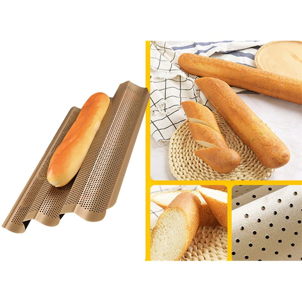 Hot Clearance Sale Bread Baking Tray Non-Stick Baguette Pan Wave Punch ...