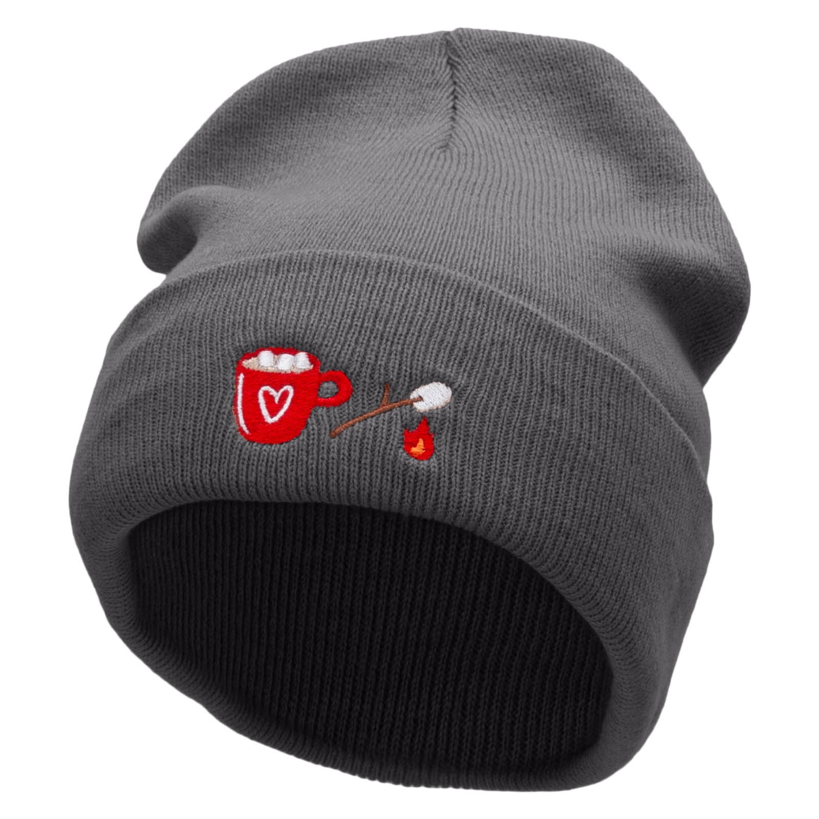 Hot Coca Marshmellow Embroidered 12 inch Acrylic Cuffed Long Beanie ...