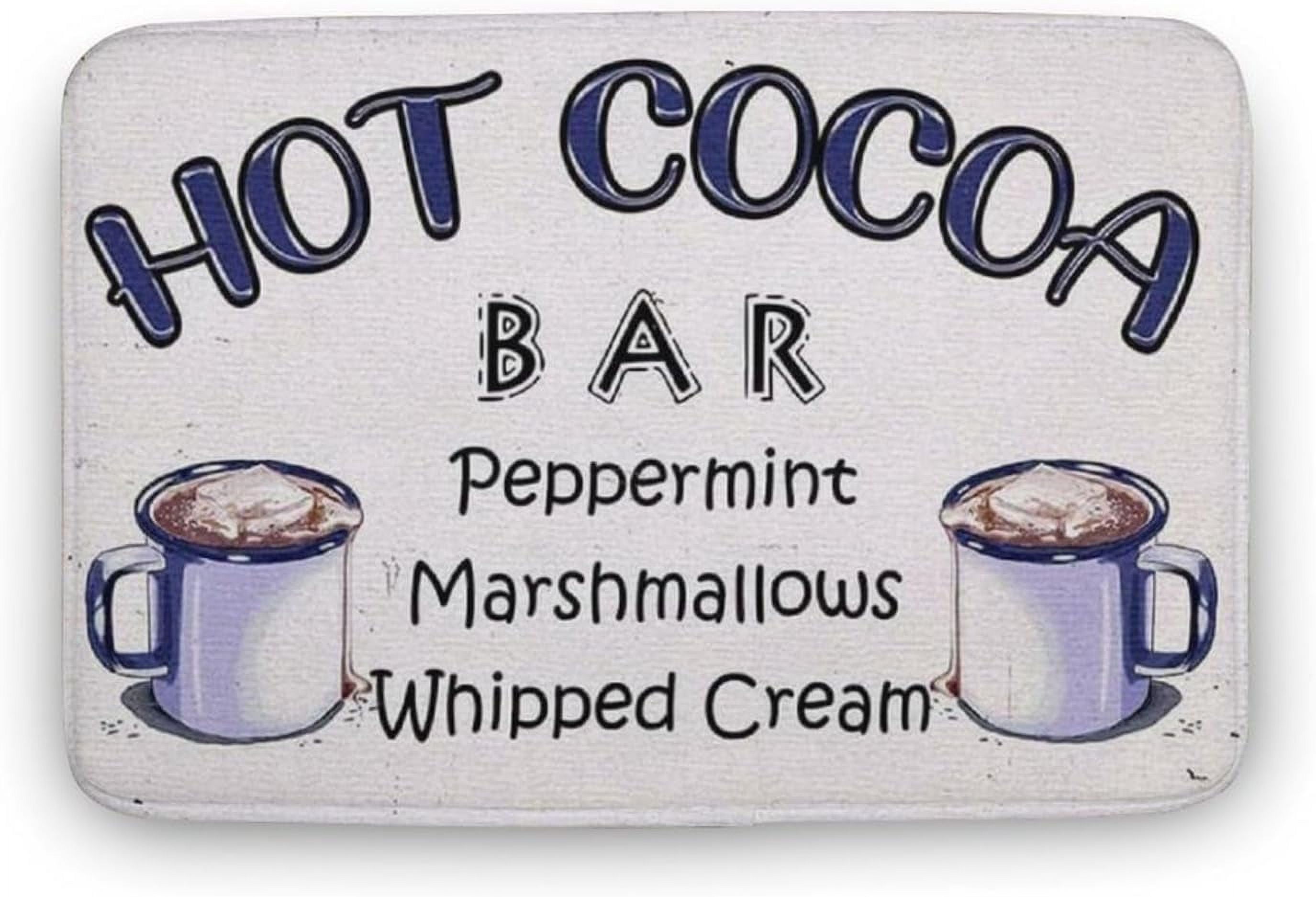 Hot Cocoa Bar Peppermint Marshmallows Whipped Cream Door Mat Funny ...