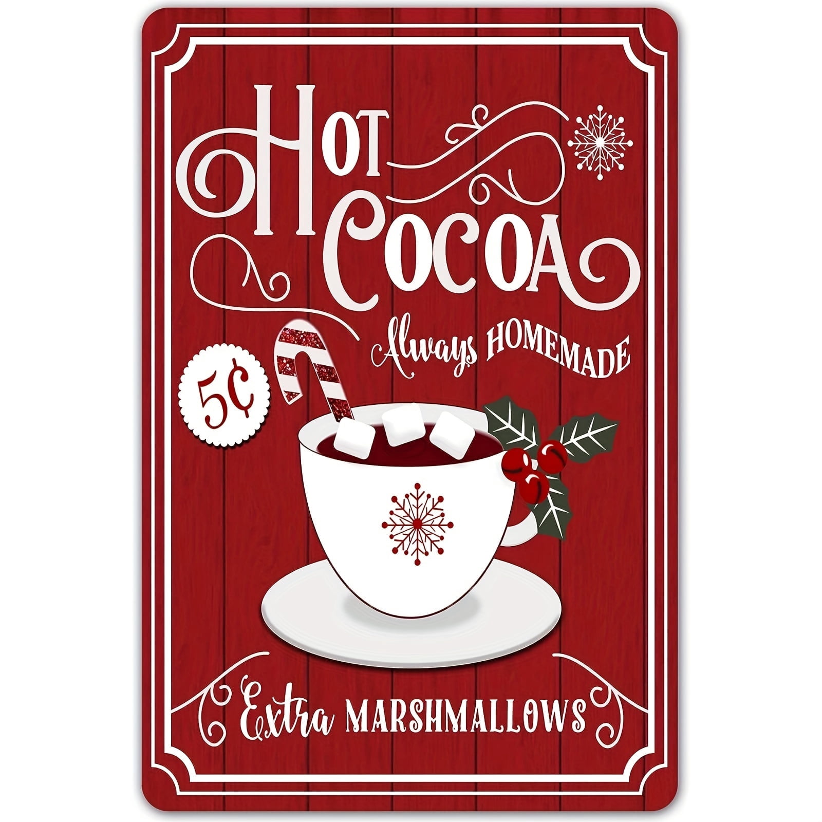 Hot Cocoa Bar Sign Vintage Christmas Coffee Station Decor Metal Tin ...