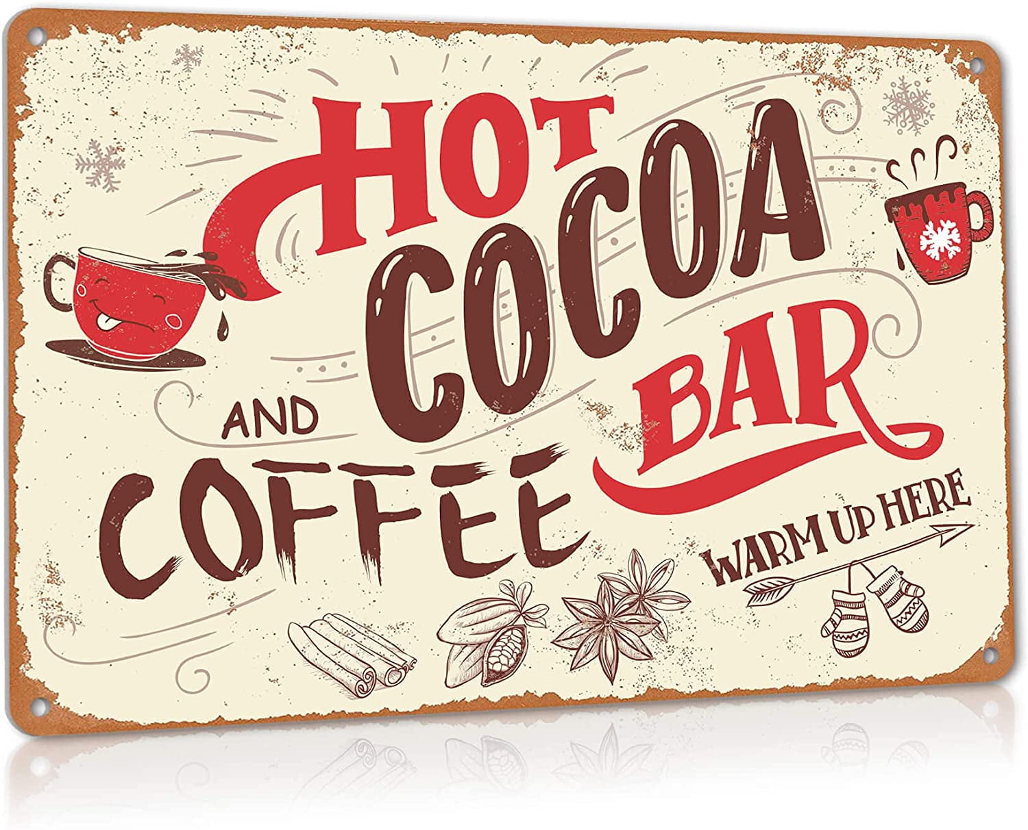 Hot Cocoa Bar Sign Vintage Christmas Coffee Station Wall Decor Metal ...